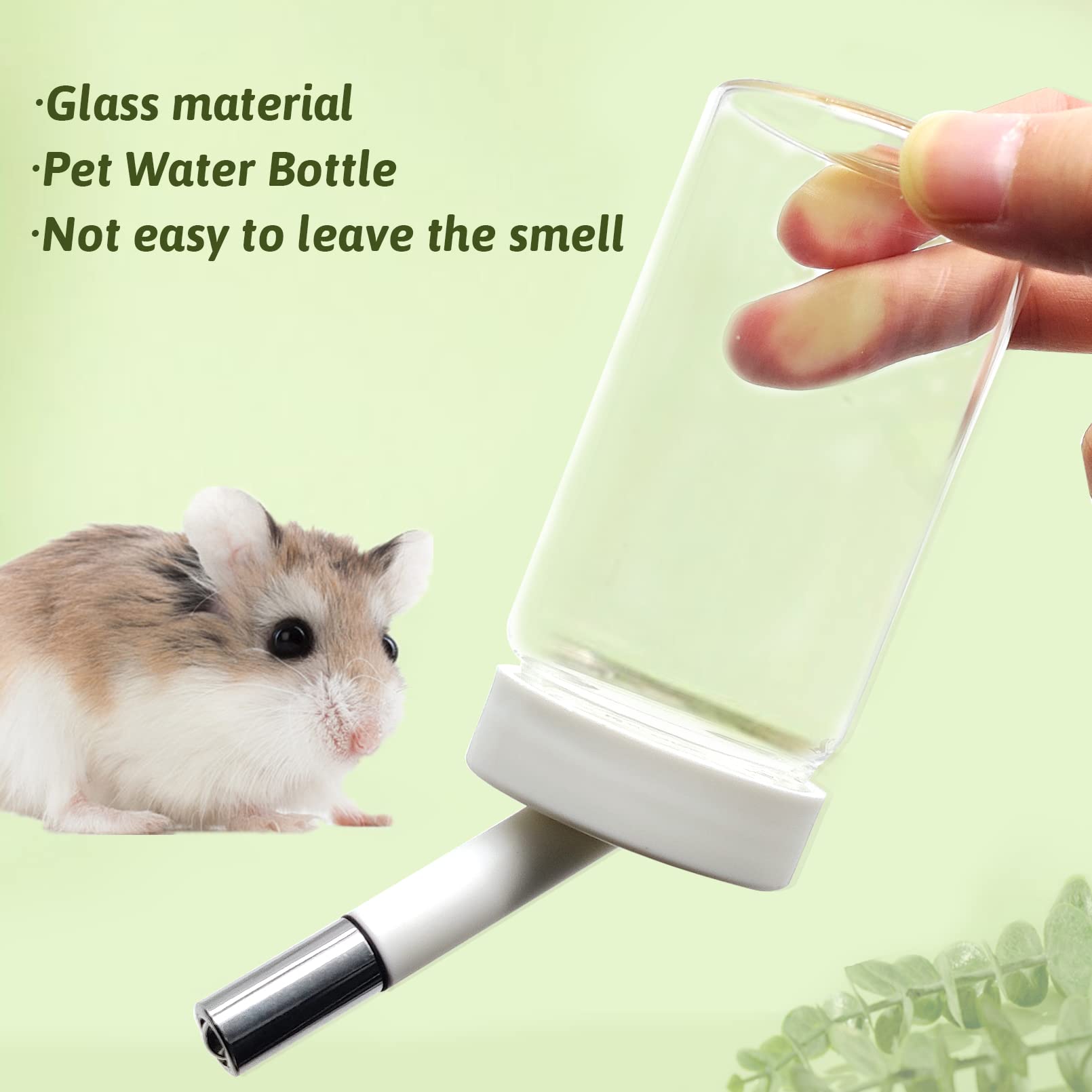 Hamiledyi Hamster Water Bottle with Lights Stand No Drip Small Animal Water Dispenser Pet Drinker Stand for Guinea Pig Mouse Gerbil Squirrel Small Animal Habitat Decoration (Green)