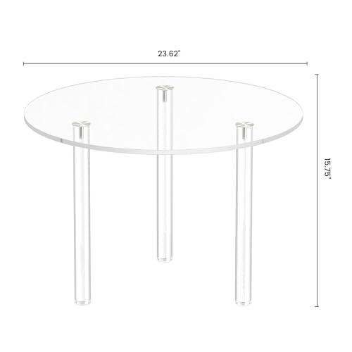 GOIOOIA Acrylic Coffee Table Round - 23.62" D X 23.62" W X 15.75" H Clear Coffee Table for Small Living Room Office Apartment Reception Room Modern Waterproof Sturdy Anti-Corrosion