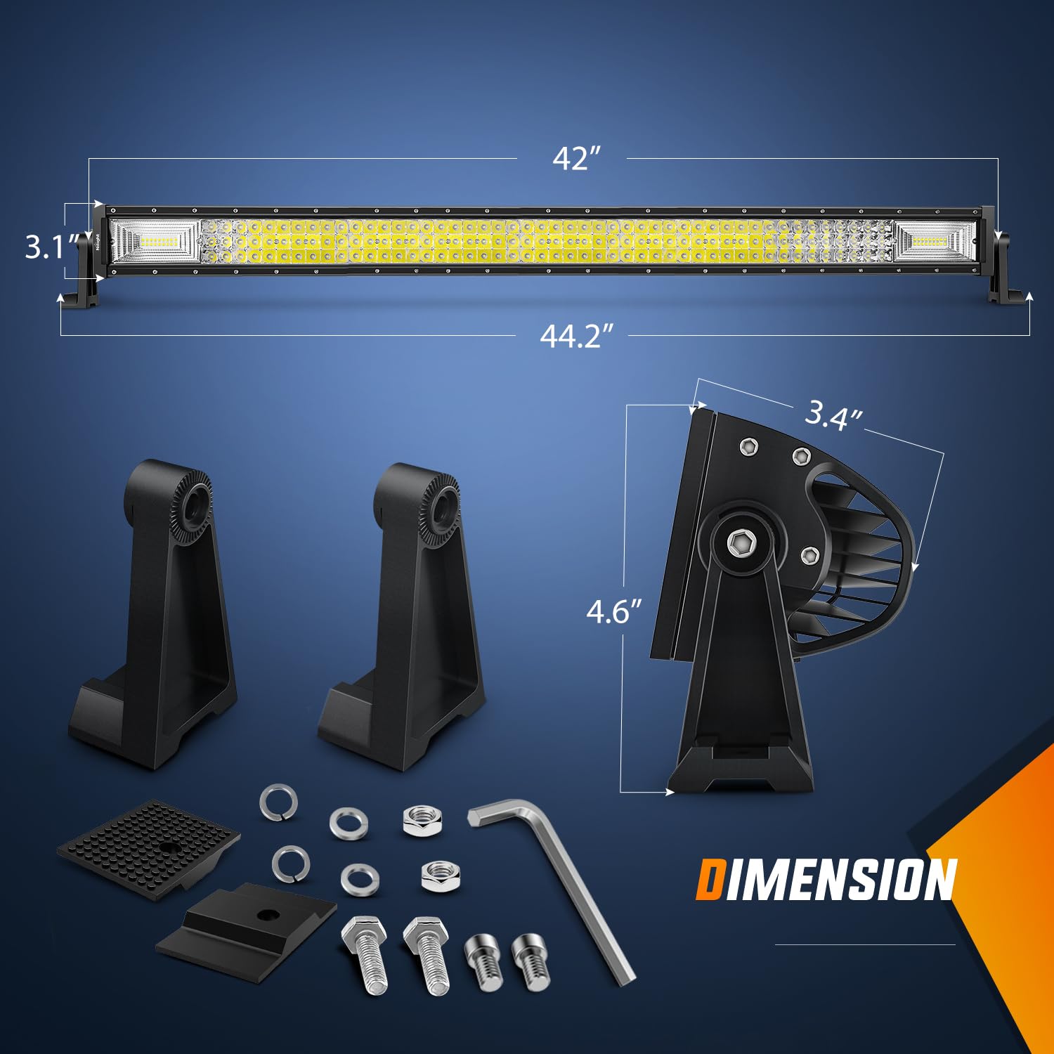 Nilight - 18018C-A LED Light Bar 42Inch 648W Triple Row Flood Spot Combo Led Bar 43000LM Driving Lights Super Bright Led Off Road Lights for Trucks Jeep UTV ATV Boat,2 Years Warranty