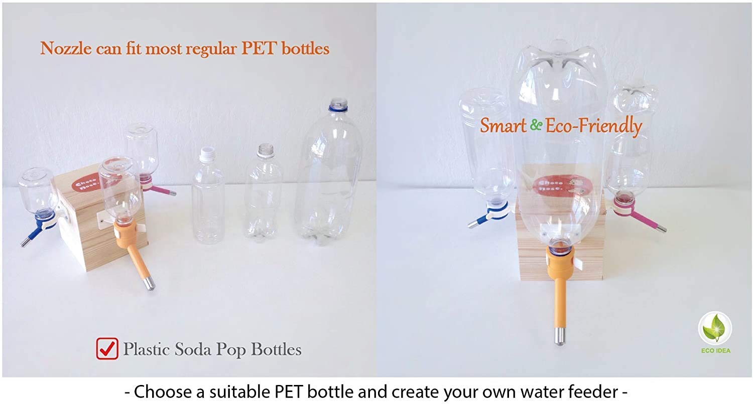 Choco Nose Patented Mini No-Drip Water Bottle/Feeder for Hamsters/Hedgehogs/Gliders/Rats/Mice/Other Small Pets and Animals - for Cages, Crates or Wall Mount. 10.2oz. Nozzle 10mm, Blue (C125)