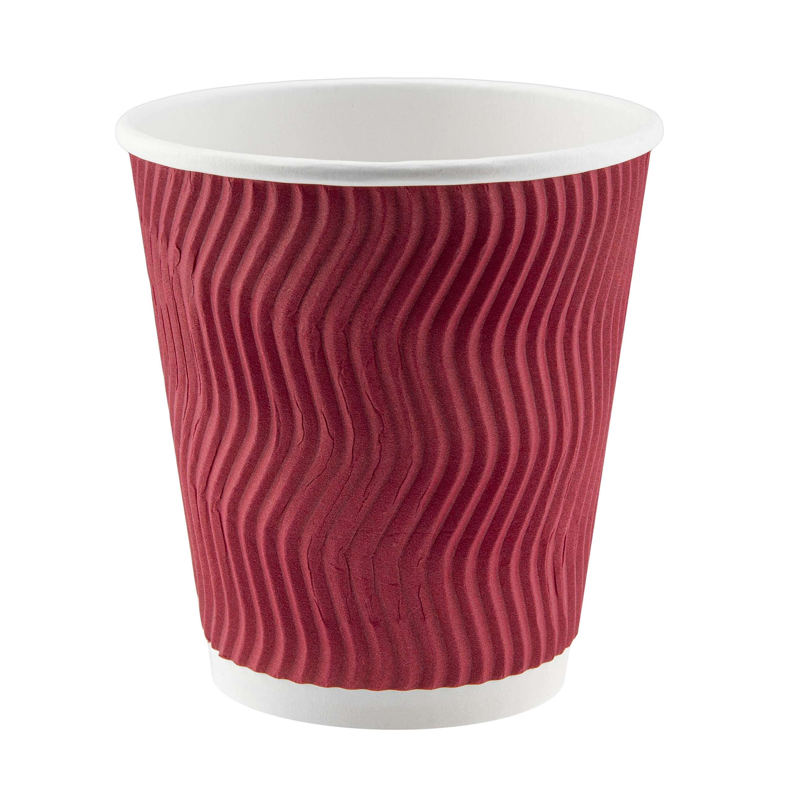 NYHI 3 Layer Ripple Insulated Paper Cups Red 10 Ounces Pack of 150