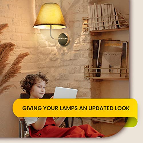 Lamp Shades Set of 2 Lampshades for Table Lamp Floor Lamps, 10x8.5x6.5" Gray Linen Lamp Shade Replacement Medium Fabric Lampshade Easy Assembly Lamps Shades