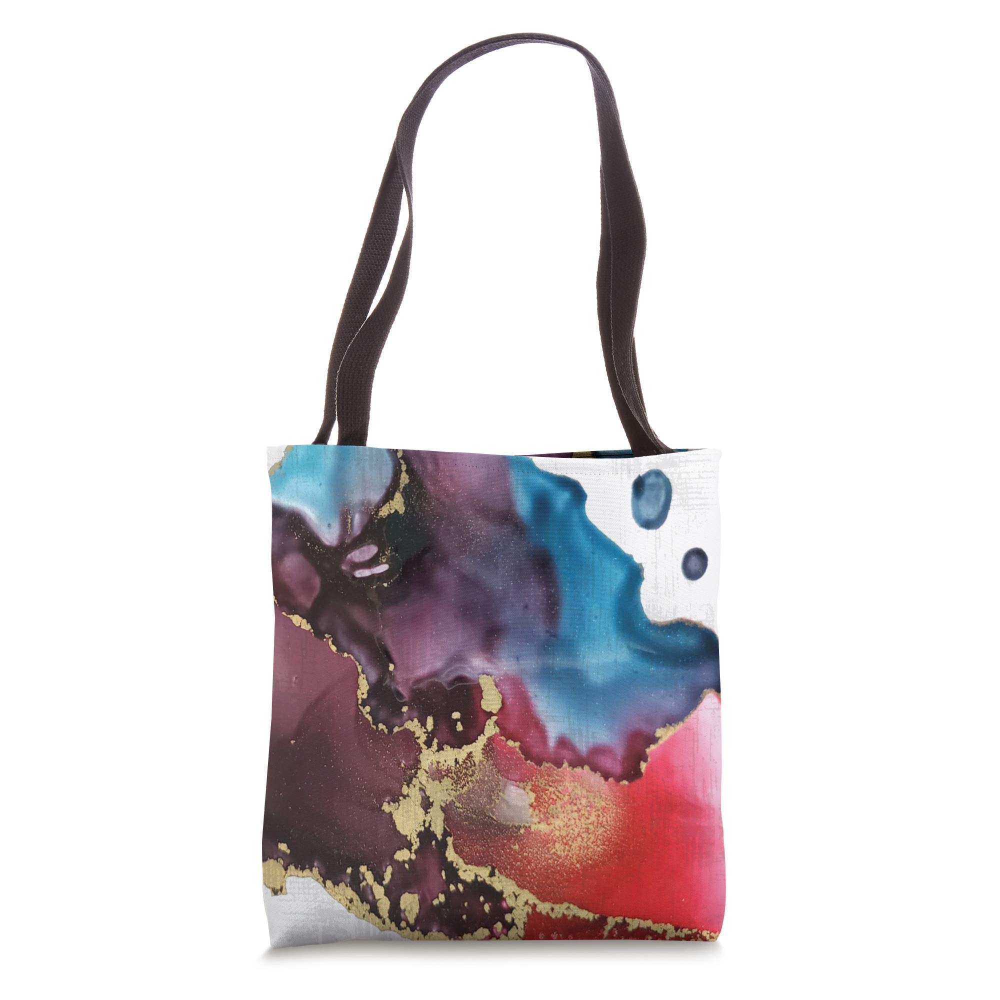 Red, Purple & Blue Modern Art Alcohol Ink Distressed Pattern Tote Bag