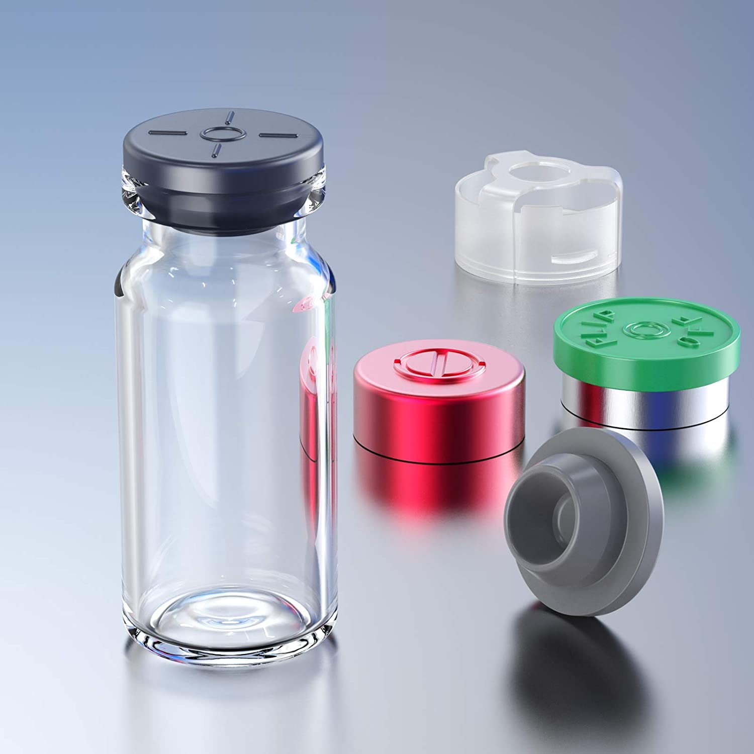 Med Lab Supply Butyl Rubber STOPPERS for VIALS, 20MM, Gray - 100 Pieces