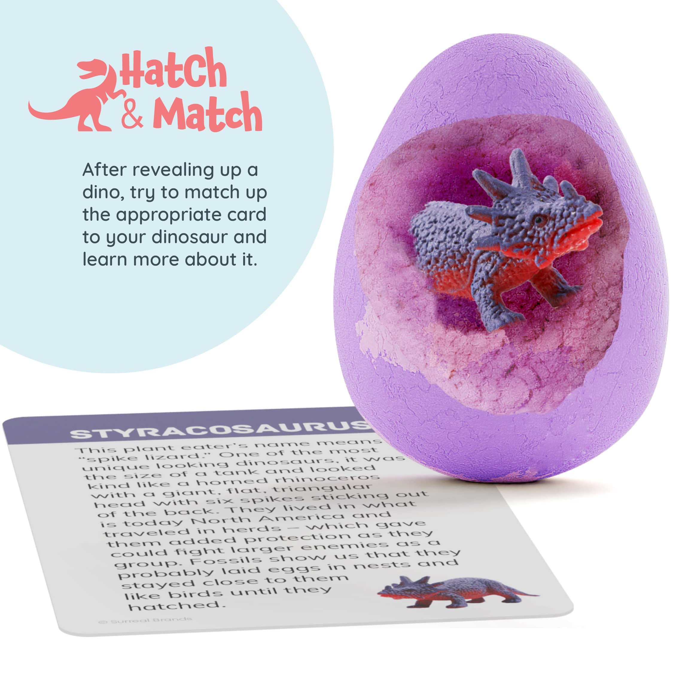 Dino Easter Egg Bath Bombs for Kids - Kid Baths Bomb with Surprise Inside - Easter Basket Stuffers - Dinosaur Toys Gift for Boys and Girls Ages 6 7 8 Years Old Gifts - Fun Educational Toy Fizzy