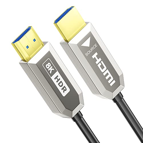 AOZISTech 8K HDMI 2.1 Fiber Optic Cable 50FT 8K@60Hz 4K@120Hz 48Gbps Dynamic HDR eARC Compatible with PS5/4, Xbox Series X, RTX 3080 3090, LG C9