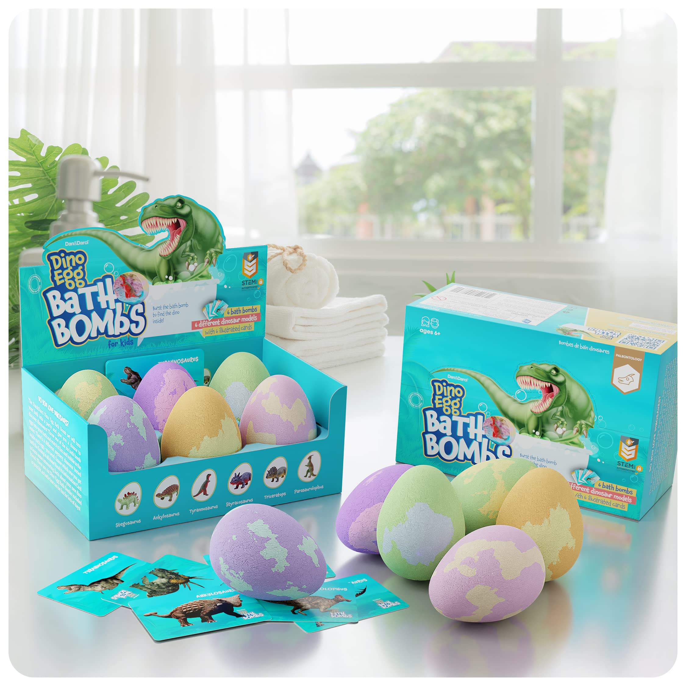 Dino Easter Egg Bath Bombs for Kids - Kid Baths Bomb with Surprise Inside - Easter Basket Stuffers - Dinosaur Toys Gift for Boys and Girls Ages 6 7 8 Years Old Gifts - Fun Educational Toy Fizzy