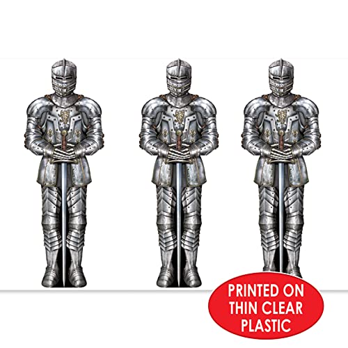 Beistle Wall of Knights Backdrop, 4' x 30', Clear/Black/Silver