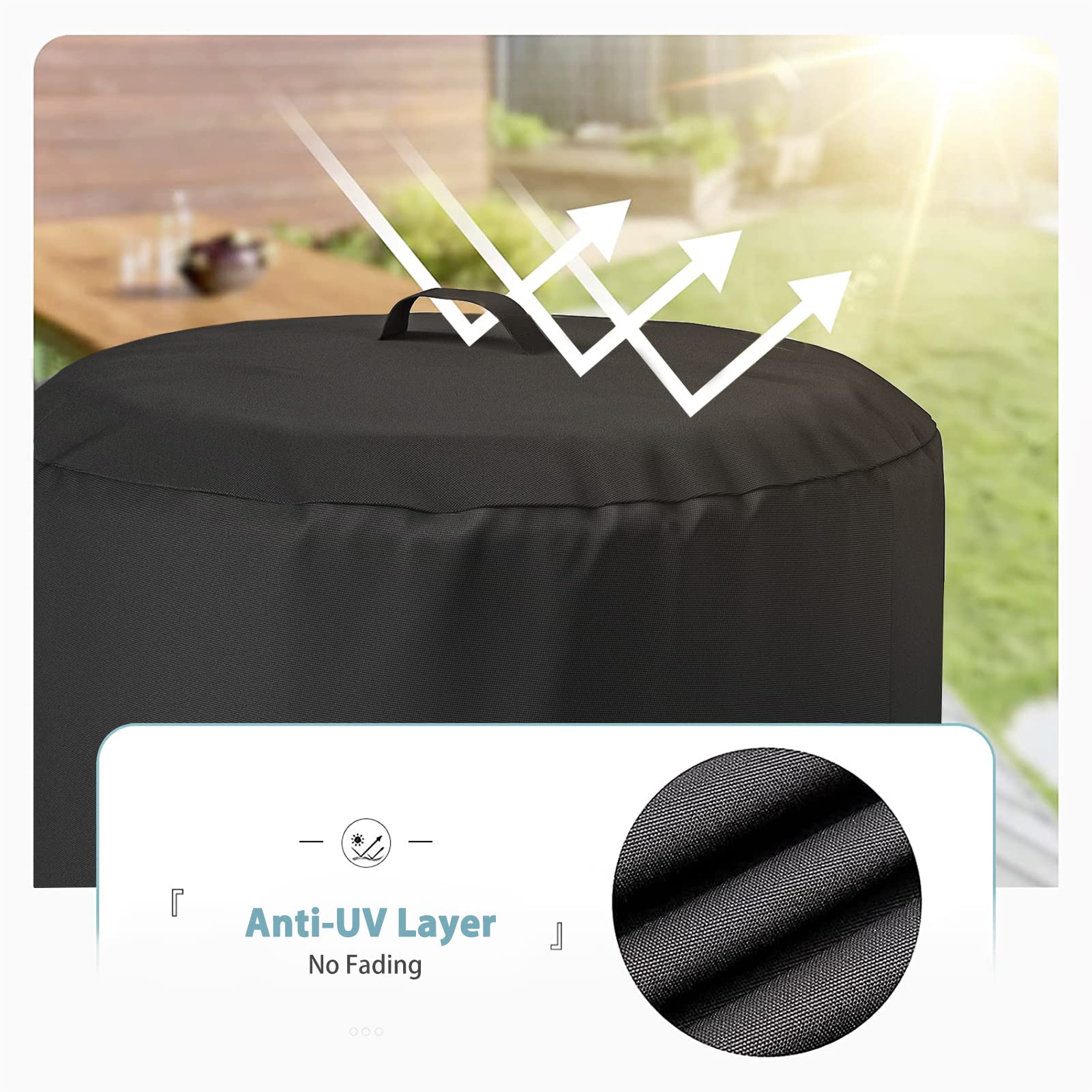 Fire Pit Cover for Solo Stove Yukon, Also Fits for 27"-29" Fire Pit, Waterproof & Windproof with Reinforced Handle, 29 Dia x 18 H, Black