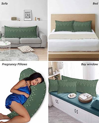 Edwiinsa Teal Geometric Pillow Covers Standard Size Set of 2 20x26 Bed Pillow, Boho White Modern Abstract Art Plush Soft Comfort for Hair/Skin Cooling Pillowcases with Envelop Closure