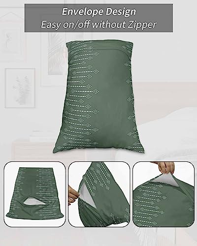 Edwiinsa Teal Geometric Pillow Covers Standard Size Set of 2 20x26 Bed Pillow, Boho White Modern Abstract Art Plush Soft Comfort for Hair/Skin Cooling Pillowcases with Envelop Closure