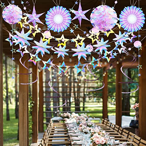 29PCS Iridescent Party Decoration Kit, 3D Galaxy Holographic Euphoria Theme Party Euphoria Party Decorations for Birthday Party Theme Party Baby Shower Wedding Celebration