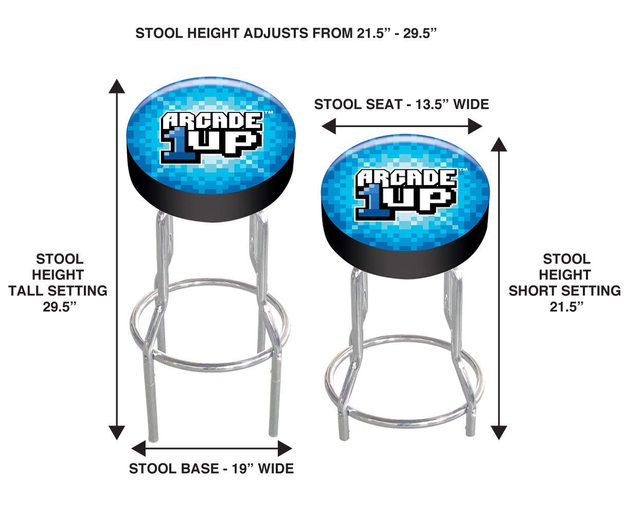 Arcade1Up Adjustable Stool, 21.5" to 29.5" - Electronic Games