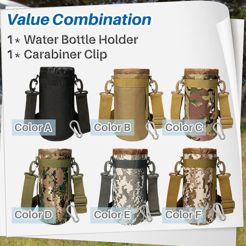 Kalevel Large Water Bottle Holder Carrying Pouch Molle Tactical Holder Outdoor Water Bottle Bag Sling Drawstring Open Top with Strap for Hiking