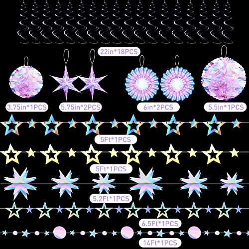 29PCS Iridescent Party Decoration Kit, 3D Galaxy Holographic Euphoria Theme Party Euphoria Party Decorations for Birthday Party Theme Party Baby Shower Wedding Celebration
