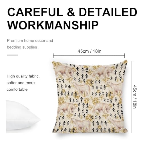 Christmas Cute Polar Bear Throw Pillow Covers 18×18 Pillowcases Set of 2 Winter Snowflake Linen Decorative Square Pillow Case Cushion Covers Standard Size for Sofa Couch Outdoor Bed Pillow Protectors