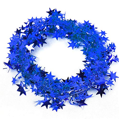 Neo LOONS 25 Ft Star Garland Tinsel Star Brace Wire Garland for Christmas Tree Decor Ornaments Party Accessory Decorations, 3 Pack (Blue)