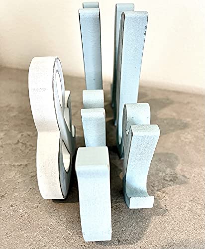 Mr & Mrs Wood Sign Wedding Decorations for Bride & Groom Reception Head Table. Wooden Letters for Married Couple's Centerpiece, Engagement & Bridal Shower Party Or Wedding Cake Table. (Rustic Blue)