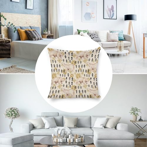 Christmas Cute Polar Bear Throw Pillow Covers 18×18 Pillowcases Set of 2 Winter Snowflake Linen Decorative Square Pillow Case Cushion Covers Standard Size for Sofa Couch Outdoor Bed Pillow Protectors