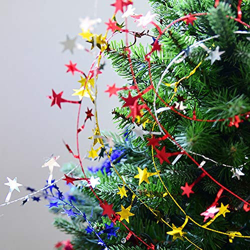 Neo LOONS 25 Ft Star Garland Tinsel Star Brace Wire Garland for Christmas Tree Decor Ornaments Party Accessory Decorations, 3 Pack (Blue)