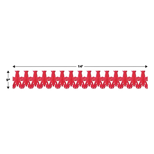 Beistle Crawfish Garland, 2 Piece, 9" x 14', Red