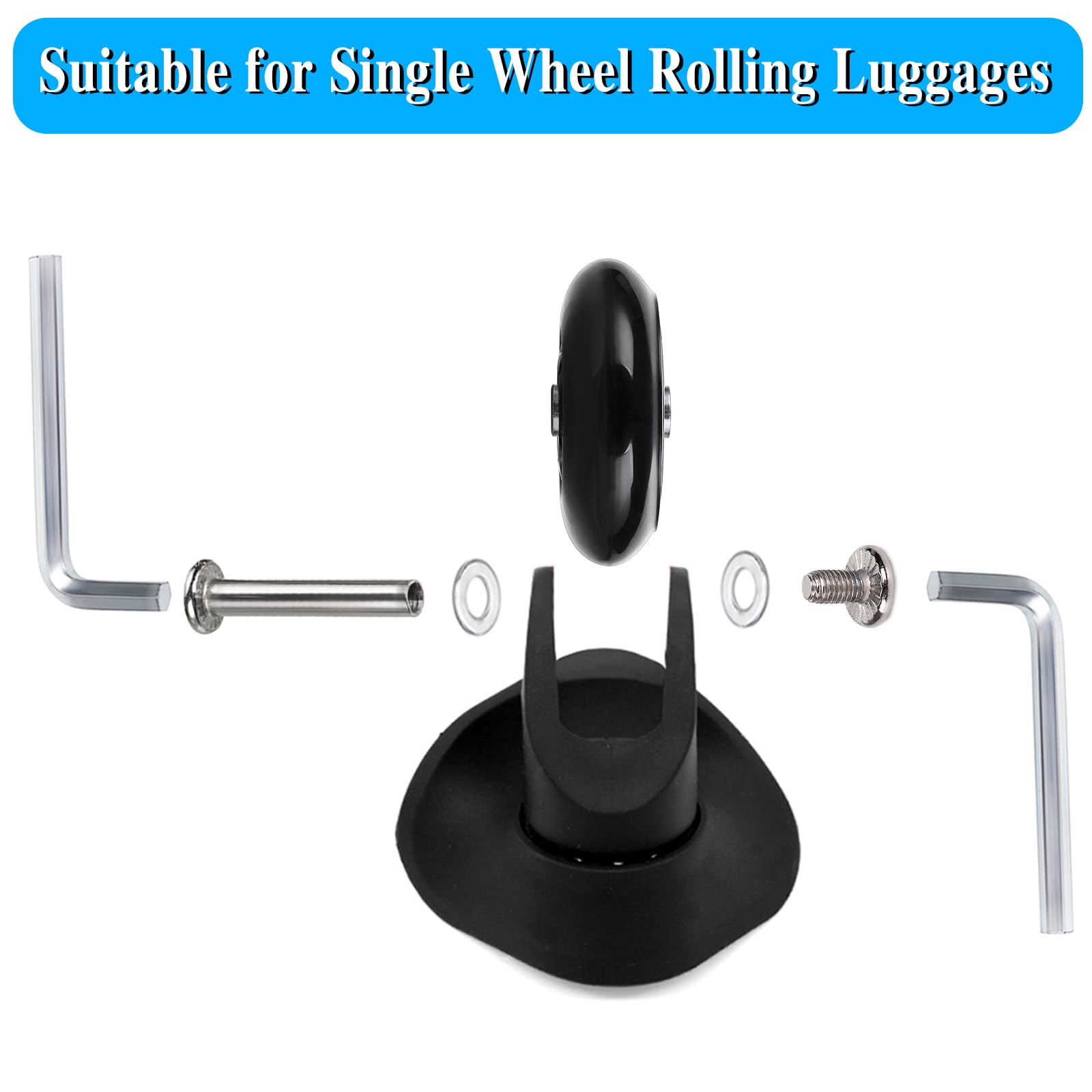 OwnMy 45mm x 18mm Luggage Suitcase Replacement Wheels, Rubber Swivel Caster Wheels Bearings Repair Kits, A Set of 4