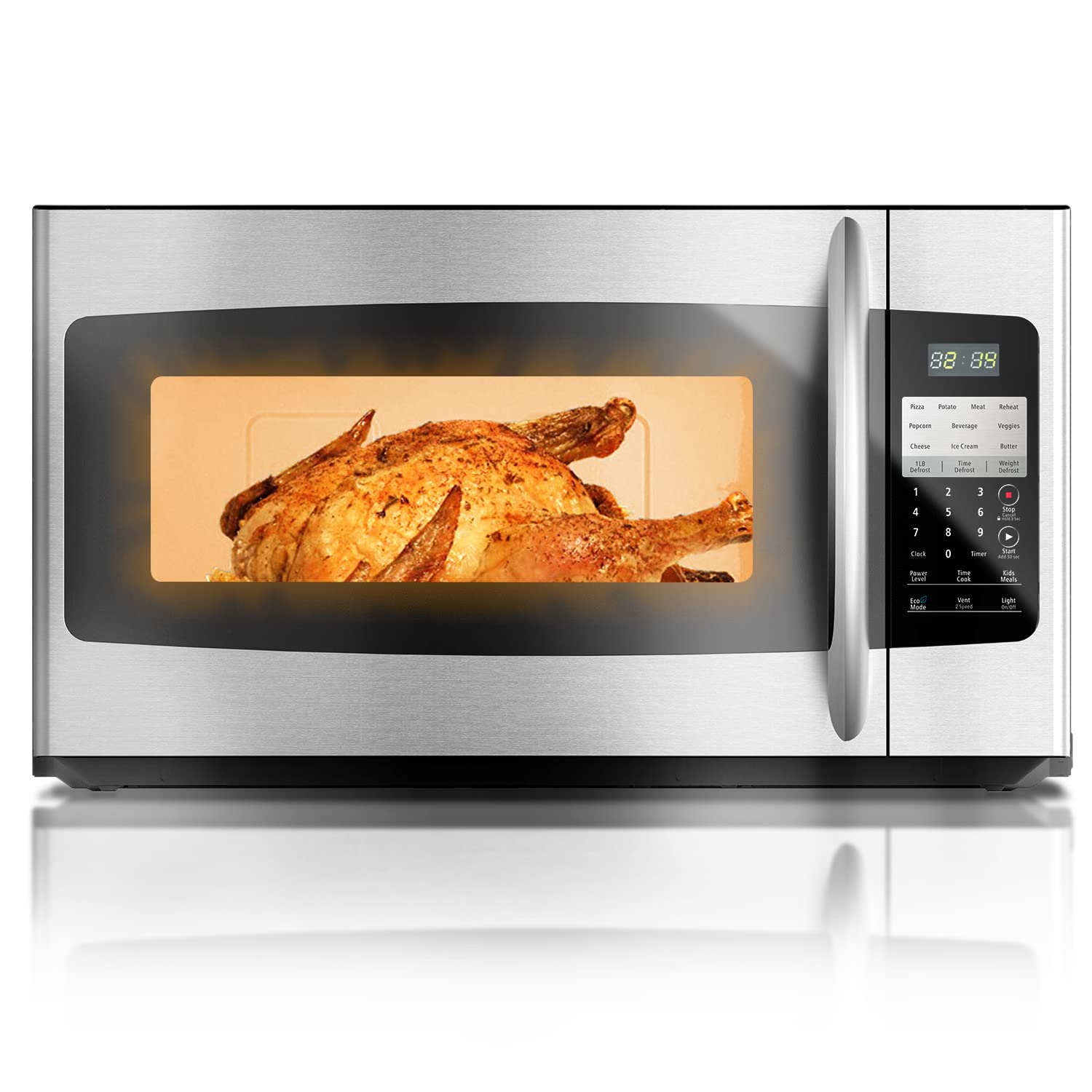 Smad 1.6 Cu. Ft. Over the Range Microwave 30 Inch with Vent, 1000 Watts Rangetop Microwave with 300 CFM, ECO Mode, LED Lighting and Child Lock, Stainless Steel