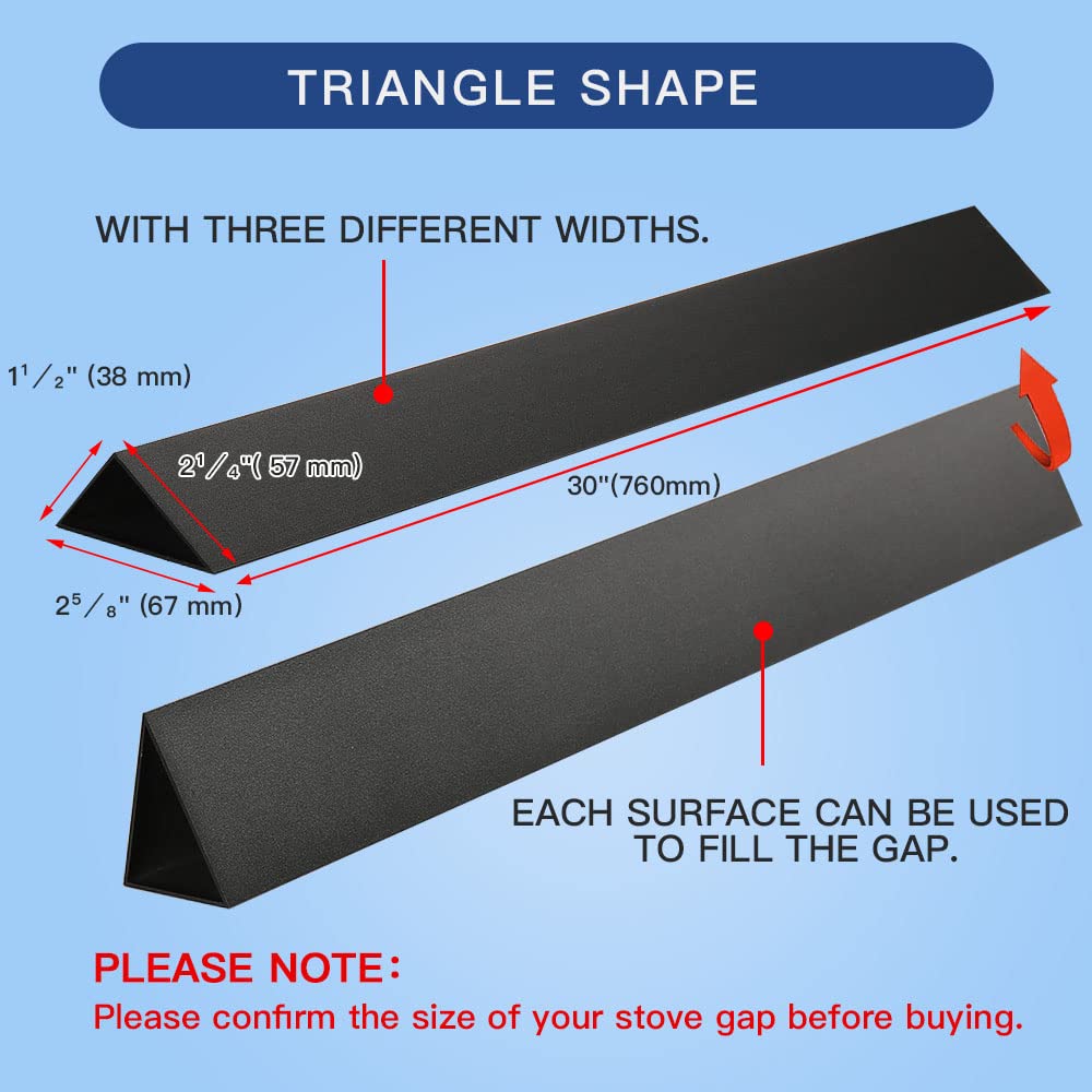 Slide-in Range Rear Filler Kit Black, Universal Triangular Fill Strip, Top Trim Kit Between Stove and Wall for Whirlpool & Most Brand, Aluminum Gap Cover, 30" Long