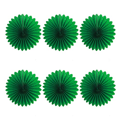 Dark Green Hanging Tissue Paper Fans Party Decoration Set for Birthday, Anniversary,Party Accessories for Juneteenth, Christmas, St. Patrick's Day, Wholesale Decorative Paper Fans, 6 Pack