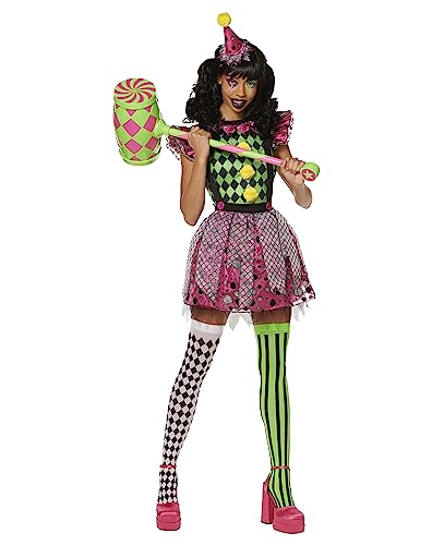 Spirit Halloween Adult Neon Carnival Clown Costume - S | Neon Clown Outfit | Group Costumes | Circus Costume