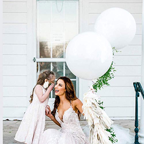 36 Inch Giant Latex Balloon White (Premium Helium Quality), Large Balloons for Birthdays Wedding Photo Shoot and Festivals Christmas and Event Decorations - 6Pcs