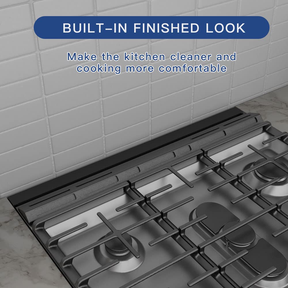 Slide-in Range Rear Filler Kit Black, Universal Triangular Fill Strip, Top Trim Kit Between Stove and Wall for Whirlpool & Most Brand, Aluminum Gap Cover, 30" Long