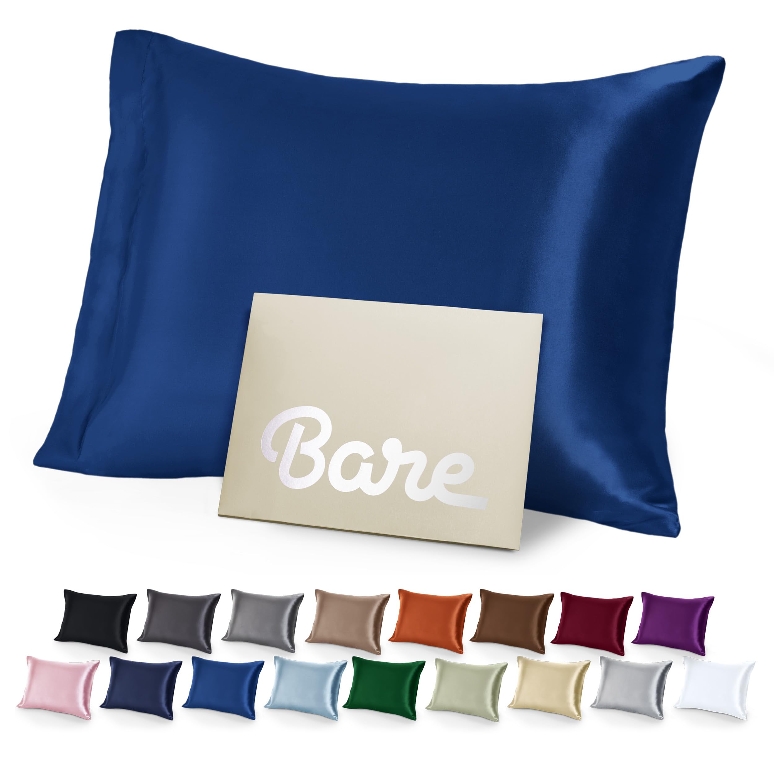 Bare Home 100% Mulberry Silk Pillowcase for Hair and Skin - Ultra Premium 6A Grade 19 Momme Silk Pillow Case - Envelope Enclosure - Breathable Cooling Pillow Cover (Standard, Dark Blue)