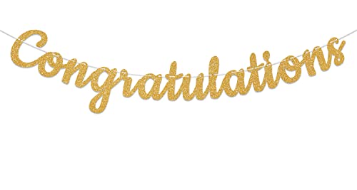 Congratulations Banner - 2023 Graduation Decorations, Congratulation Banner for Baby Shower Wedding Party Supply (Gold)