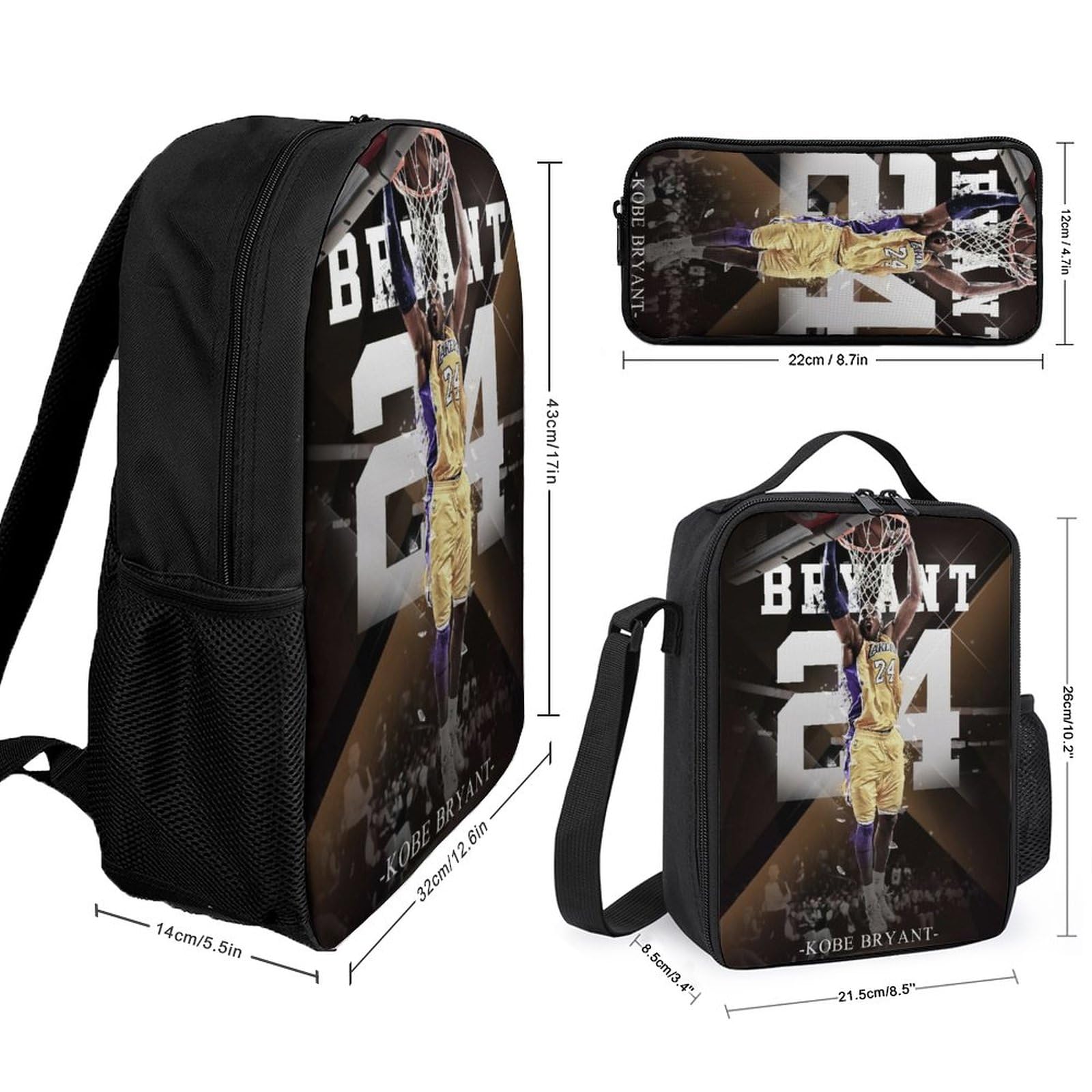 Dhucqze Backpack Set Durable Backpack with Insulated Lunch Box Pencil Case Lightweight Bookbag Travel Bag Casual Daypack