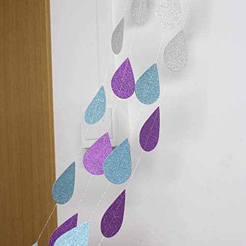 Lauthen.S Raindrop Garland, 38ft Glitter Paper Garland for Baby Shower Birthday Wedding Backdrop Party Hanging Decoration Nursery Home Ornaments Pink