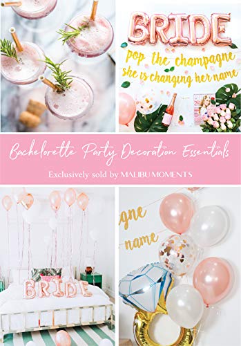 Bachelorette Party Decorations Kit | Bridal Shower Supplies | Bride to Be Sash, Ring Foil, Rose Balloons, Glitter Banner | Pop The Champagne She is Changing Her Name (Gold)