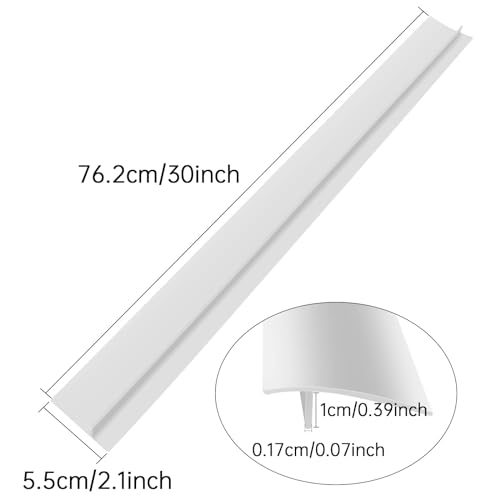 MSDADA 2 Pcs Silicone Stove Counter Gap Cover, Kitchen Counter Gap Anti-Slip Filler for Seals Spills Between Counter, Stovetop, Oven, Washing Machine (30 Inches, White)