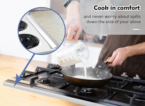 MSDADA 2 Pcs Silicone Stove Counter Gap Cover, Kitchen Counter Gap Anti-Slip Filler for Seals Spills Between Counter, Stovetop, Oven, Washing Machine (30 Inches, White)