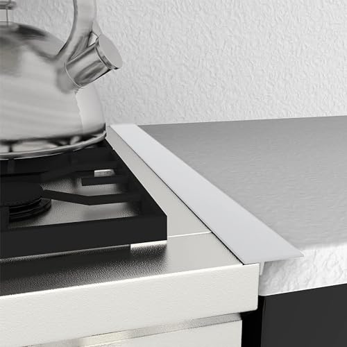 MSDADA 2 Pcs Silicone Stove Counter Gap Cover, Kitchen Counter Gap Anti-Slip Filler for Seals Spills Between Counter, Stovetop, Oven, Washing Machine (30 Inches, White)