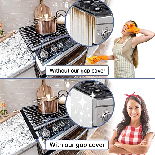 MSDADA 2 Pcs Silicone Stove Counter Gap Cover, Kitchen Counter Gap Anti-Slip Filler for Seals Spills Between Counter, Stovetop, Oven, Washing Machine (30 Inches, White)