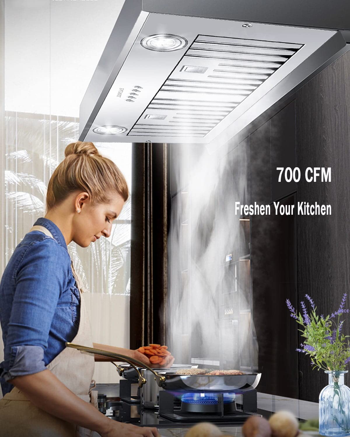 EALLMALL Range Hood Insert 30 Inch, 770 CFM Range Hood Insert, Ducted/Ductless Insert Range Hood, 3-Speed Vent Hood Insert, Stainless Steel Hood Range Insert, Built In range Hood, Kitchen Hood,FC-30-1