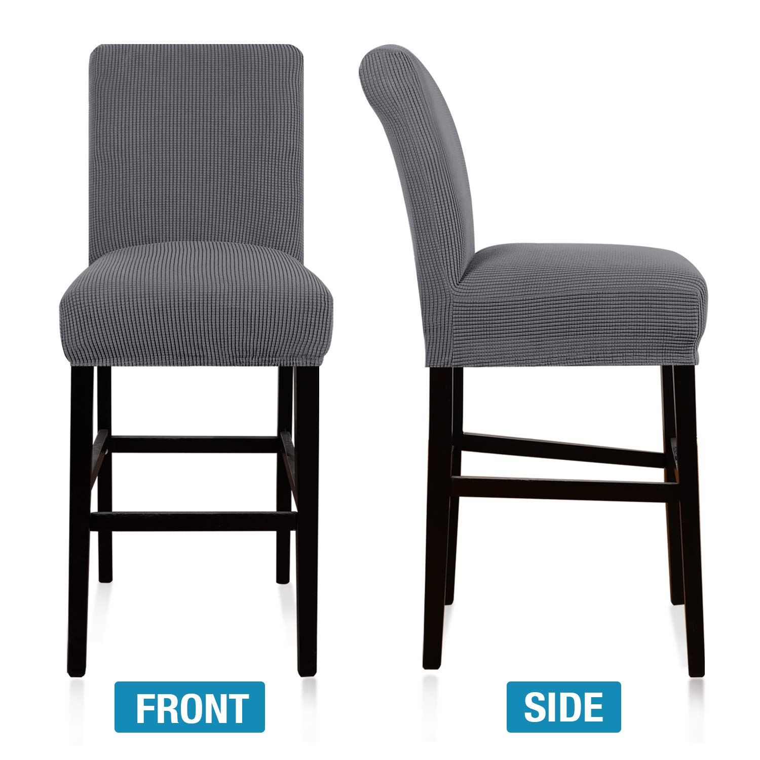 Flamingo P Stool Covers Bar Chair Seat Cover Counter Slipcovers with Backs Removable Washable for Home Set of 4, Gray