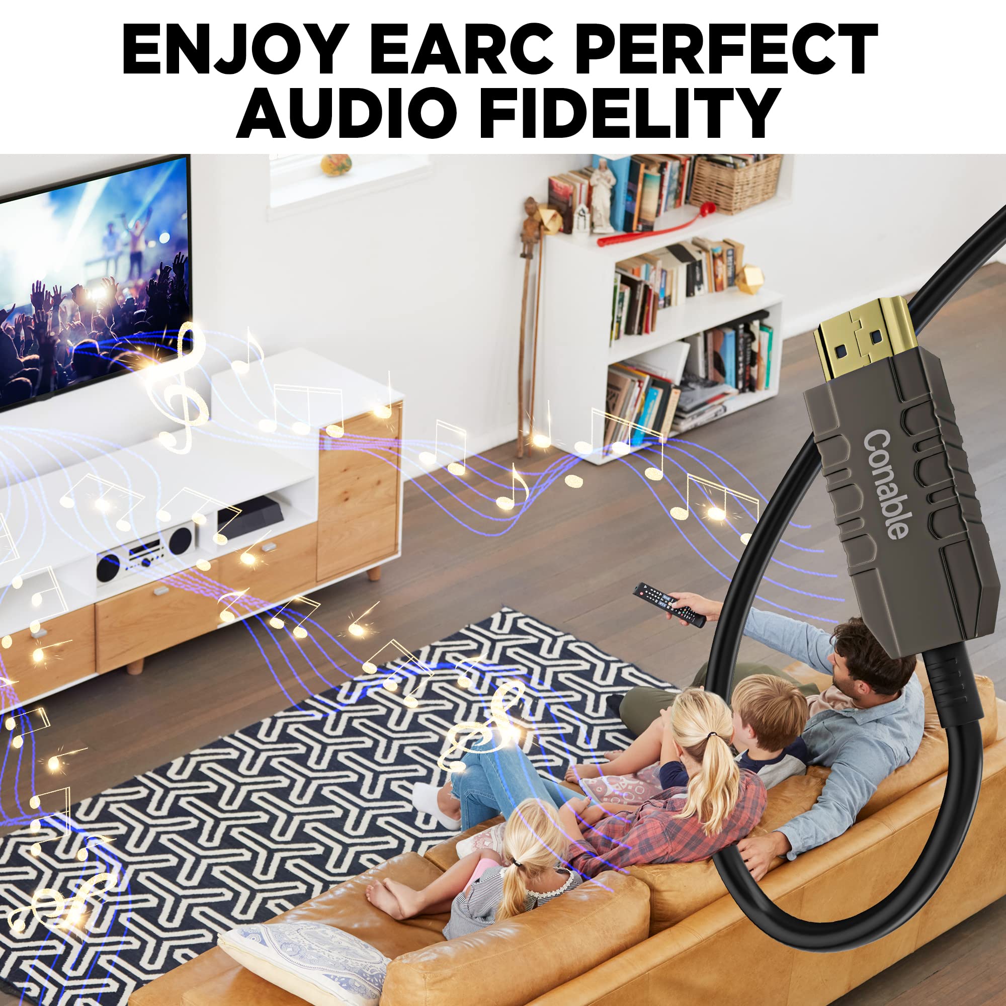 Certified 8K Fiber Optic HDMI® Cable 50FT, Real HDMI® Cable, Ultra HD, 48Gbps, Supports 8K@60Hz, 4K@120Hz, 2K@144Hz, HDR, HDCP 2.2&2.3, Dolby, eARC for Xbox, Series X, Laptop, Switch, PS5, UHD TV