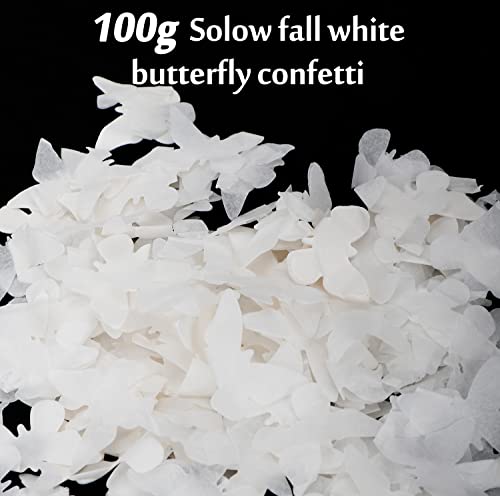 DOUKEE White Butterfly Confetti Cannon,12 Inch Biodegradable White Confetti Poppers Set of 5, Used for Wedding Bridal Shower Birthday Party