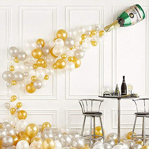 Champagne Bottle Balloons Kit, Champagne Balloon Garland Arch Kit and Golden Silver Balloon,Engagement Party Decorations Wedding Birthday Bachelorette Bridal Shower Party Decorations…