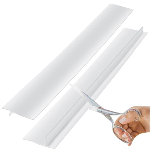 MSDADA 2 Pcs Silicone Stove Counter Gap Cover, Kitchen Counter Gap Anti-Slip Filler for Seals Spills Between Counter, Stovetop, Oven, Washing Machine (30 Inches, White)