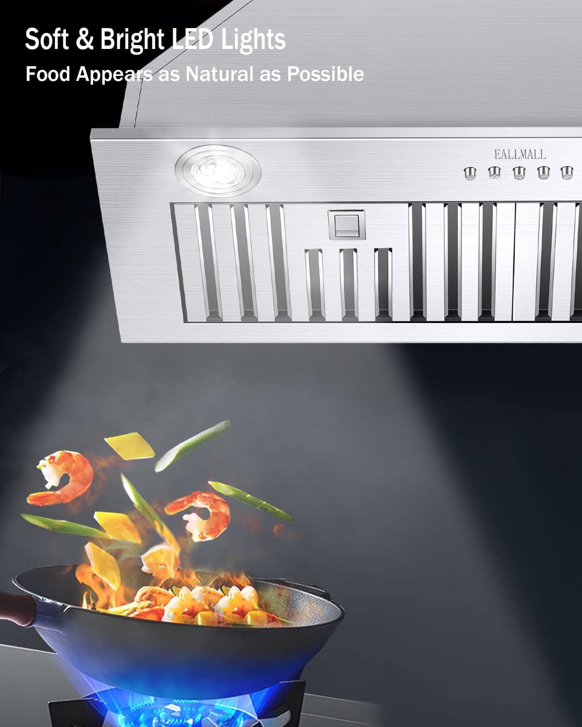 EALLMALL Range Hood Insert 30 Inch, 770 CFM Range Hood Insert, Ducted/Ductless Insert Range Hood, 3-Speed Vent Hood Insert, Stainless Steel Hood Range Insert, Built In range Hood, Kitchen Hood,FC-30-1