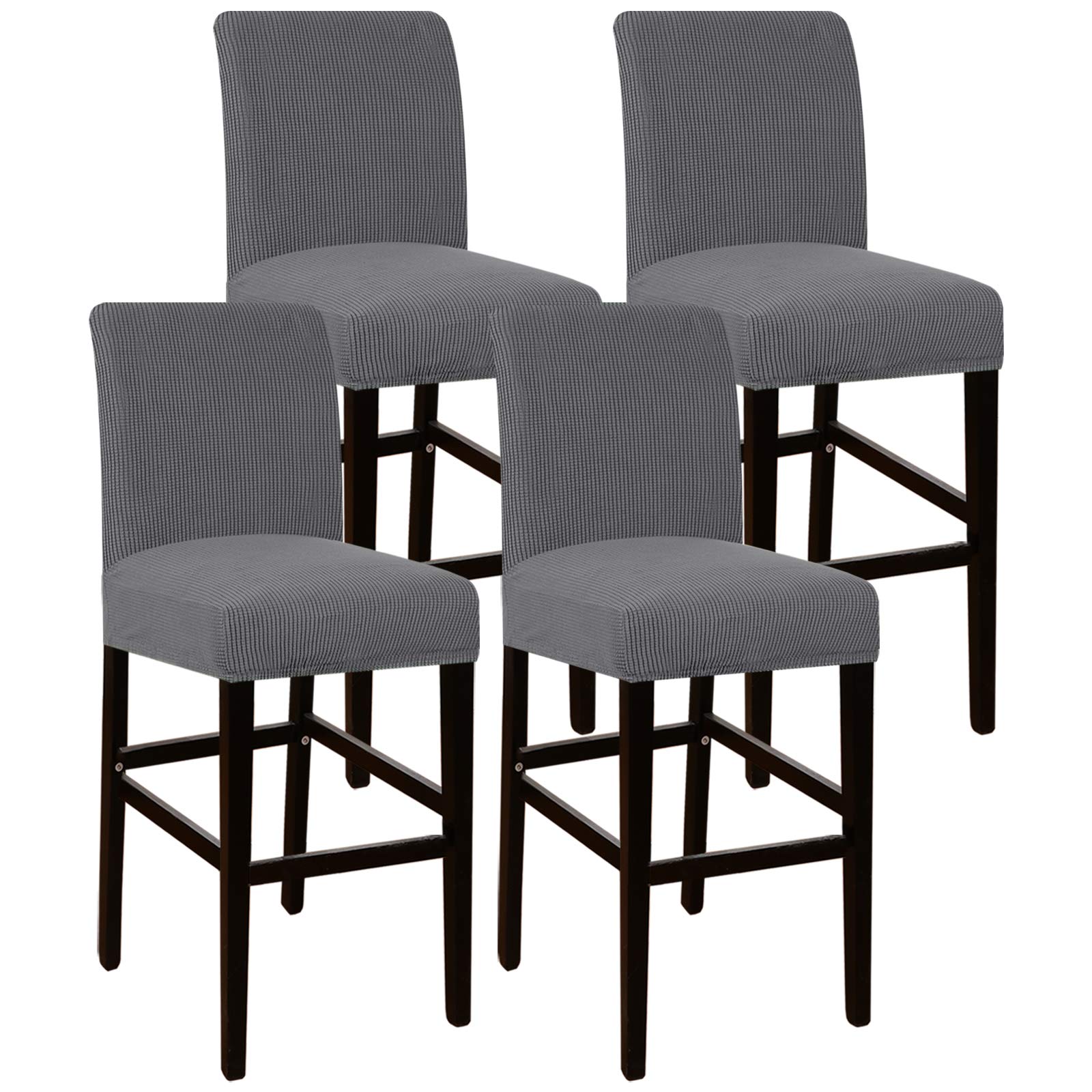 Flamingo P Stool Covers Bar Chair Seat Cover Counter Slipcovers with Backs Removable Washable for Home Set of 4, Gray