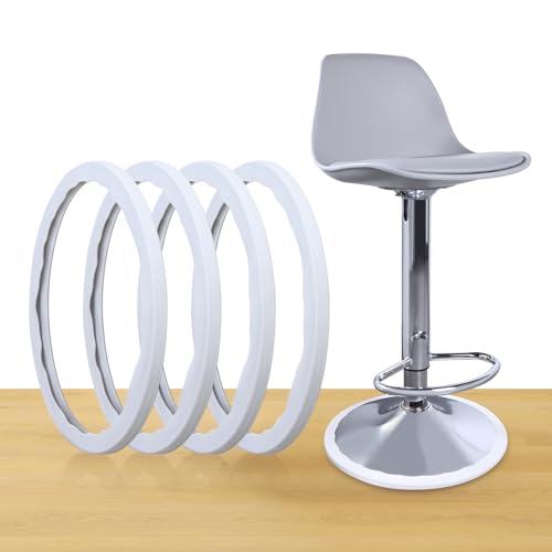 4 Pack Bar Stool Floor Protectors, Barstool Base Ring Silicone Cover Pad Fit for 16"-18" Round Base, Chair Leg Floor Protectors for Hardwood Floors & All Hard Surfaces, Non-Slip, Anti-Scratch, Grey
